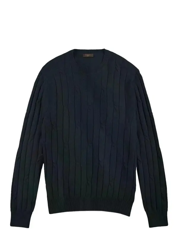 ZANONE Cable-knit Crew-neck Sweater - Blue