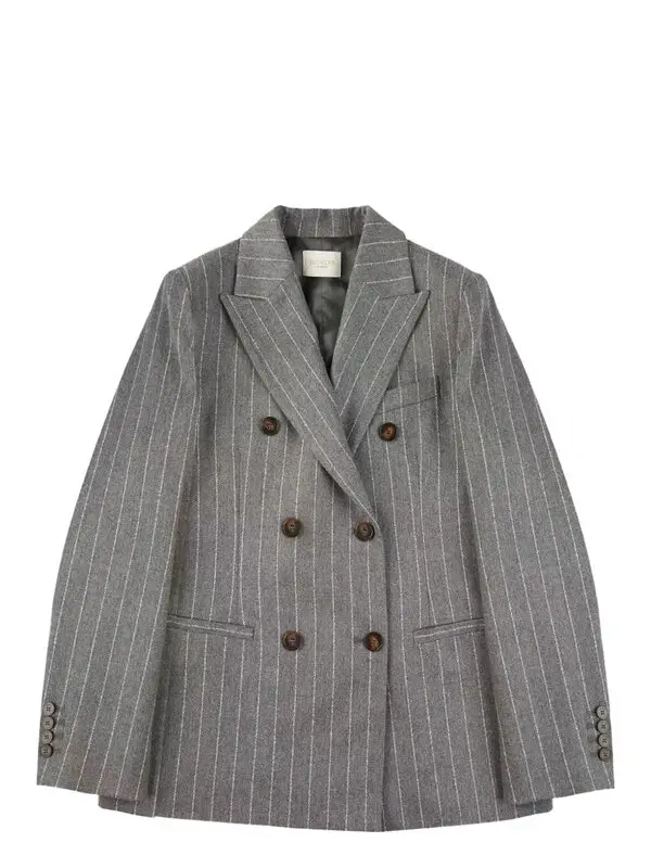 SLOWEAR Double-breasted Pinstripe Blazer - Grey