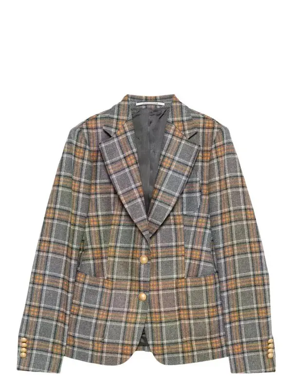 Tagliatore Plaid Button Jacket - Grey