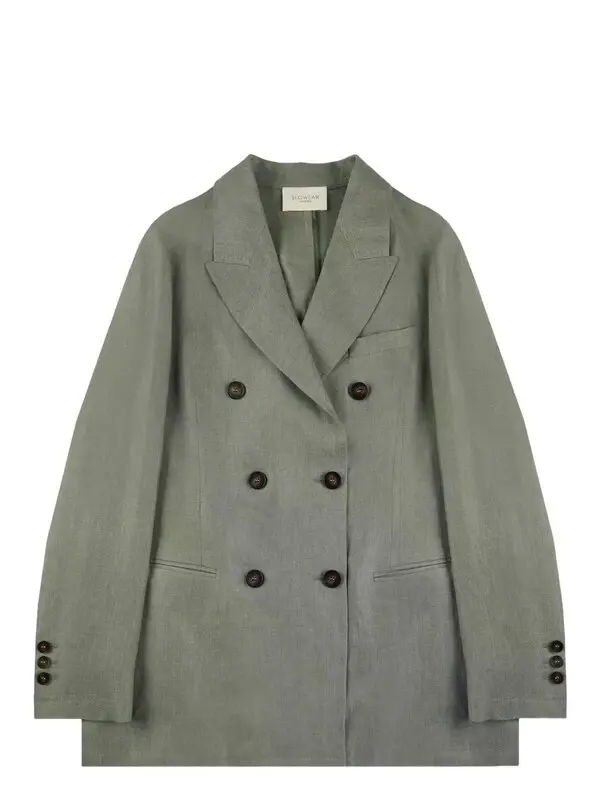 SLOWEAR Double-breasted Linen Jacket - Green