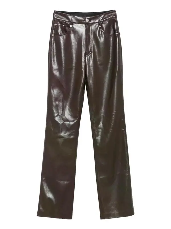 Nanushka Five-pocket Faux-leather Trousers - Brown