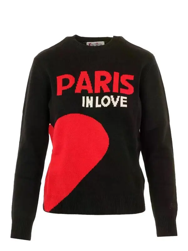 MC2 SAINT BARTH Heart Motif Crew-neck Sweater - Black