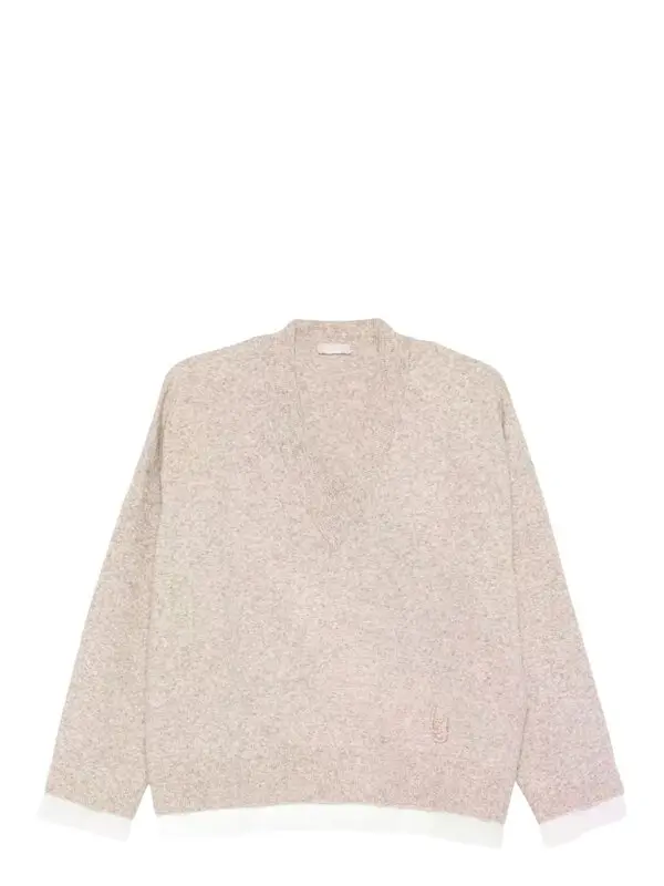 Liu Jo V-neck Logo Sweater - Neutrals
