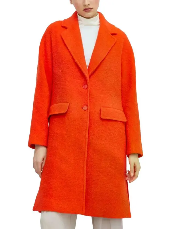 Patrizia Pepe Buttoned Flap Pocket Coat - Orange