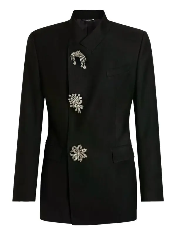 Dolce & Gabbana Crystal-embellished Double-breasted Jacket - Black