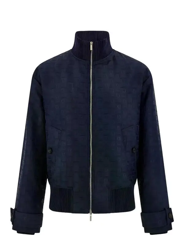 FERRAGAMO Monogram Ribbed Blouson - Blue