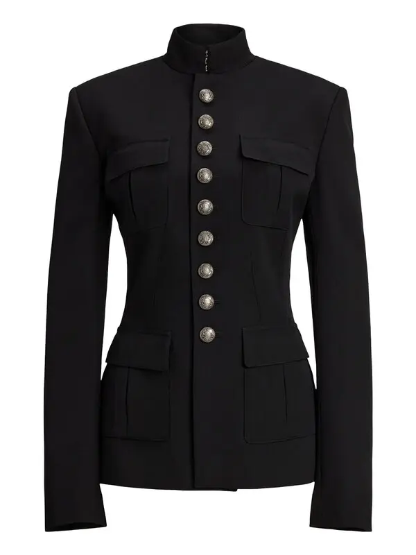 Ralph Lauren Wool Grain De Poudre Eliza Jacket - Black