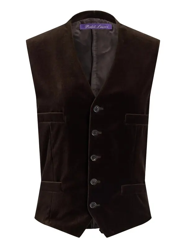 Ralph Lauren Velvet Jaiden Waistcoat - Brown