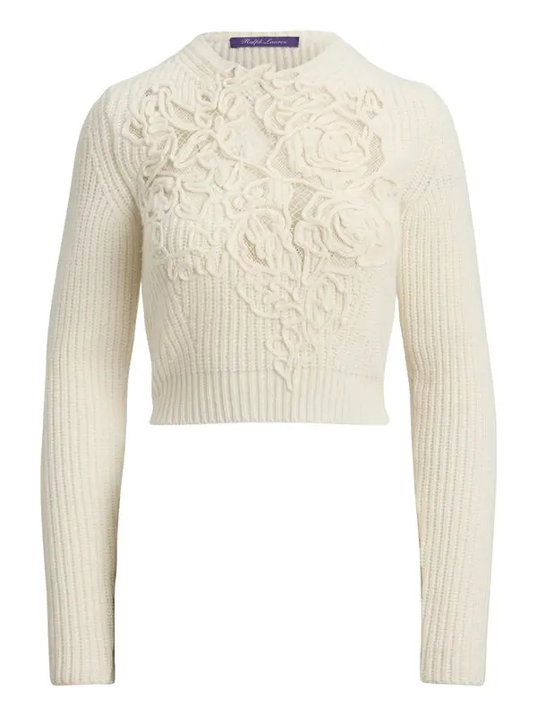 Ralph Lauren Floral Jacquard Cashmere Sweater - Ivory