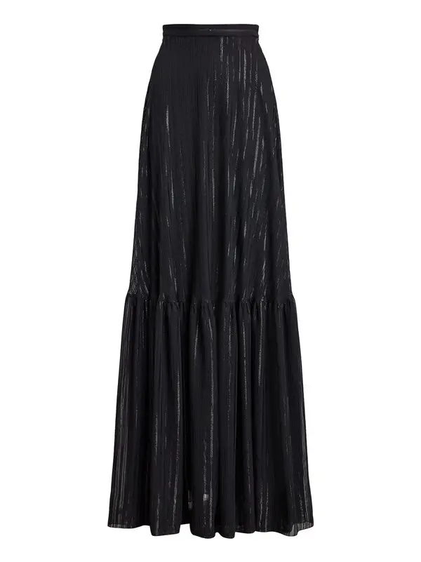 Ralph Lauren Silk-blend Chiffon Stripe Carlita Maxi Skirt - Black