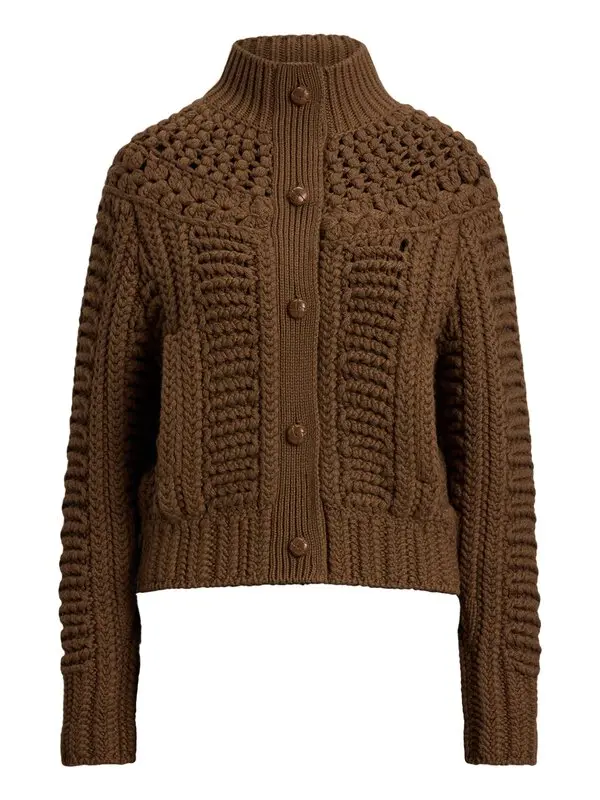 Ralph Lauren Cashmere Hand-knit Yoke Cardigan - Brown