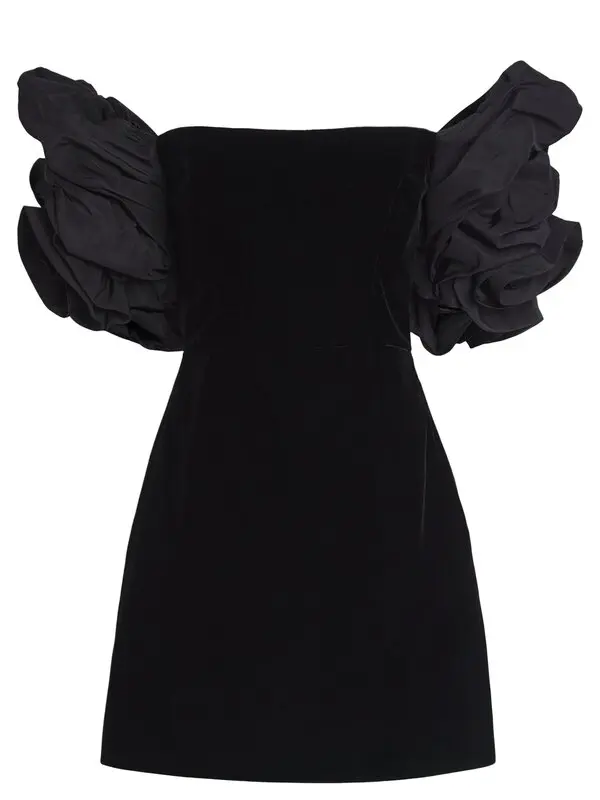 Carolina Herrera Stretch-velvet Rosette Mini Dress - Black