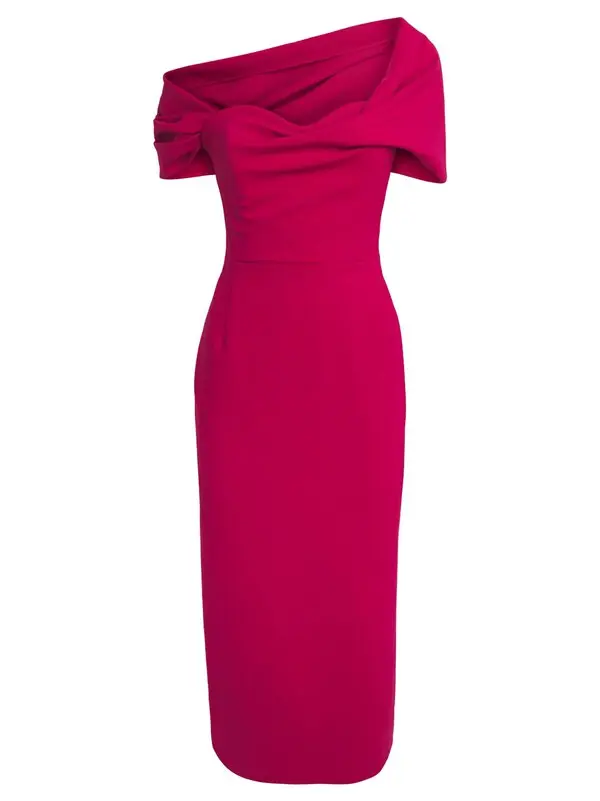 Carolina Herrera Stretch-virgin Wool Draped Midi Dress - Pink