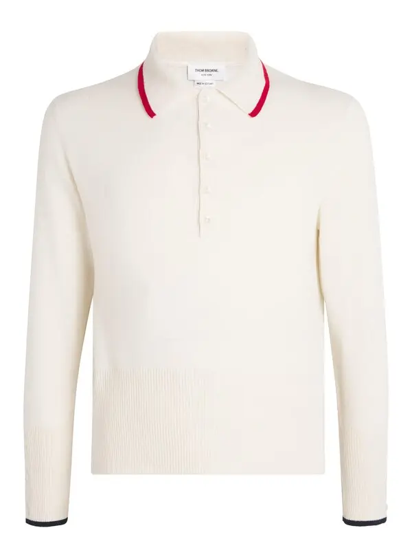 Thom Browne Cashmere 65 Intarsia Polo Shirt - White