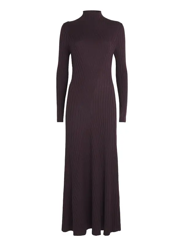 Eleventy Wool-silk Rib-knit Maxi Dress - Burgundy
