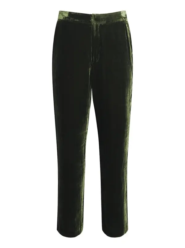 L'Agence Velvet Straight Leg Trousers - Green