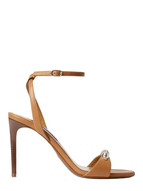Ralph Lauren Leather Heeled Sandals - Gold