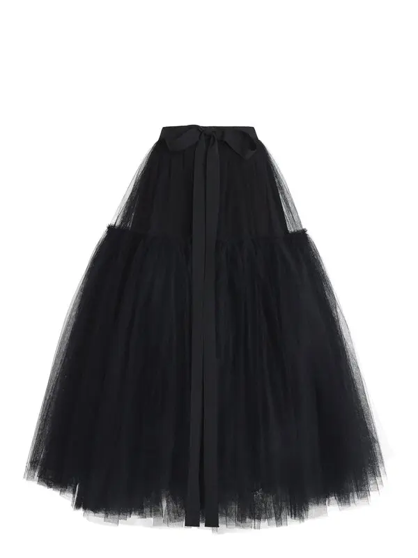 Erdem Tulle Midi Skirt - Black
