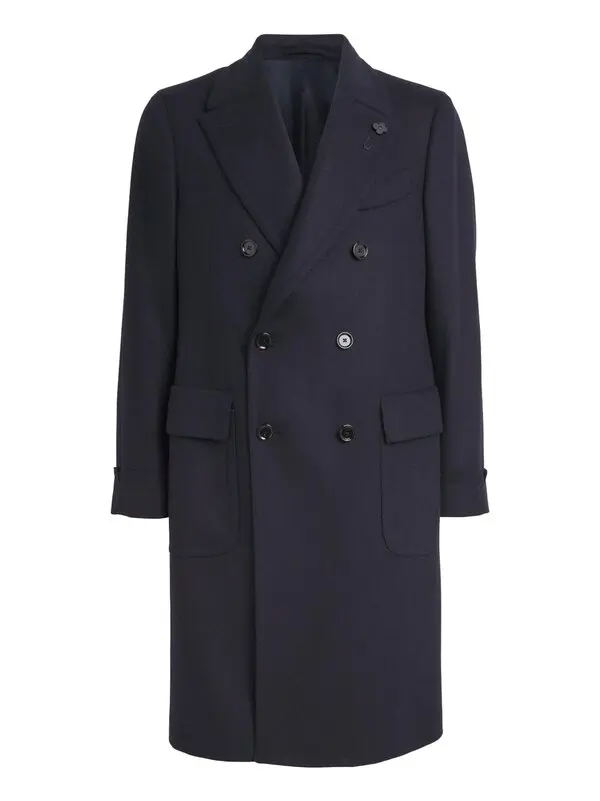 LARDINI Wool-cashmere Overcoat - Navy