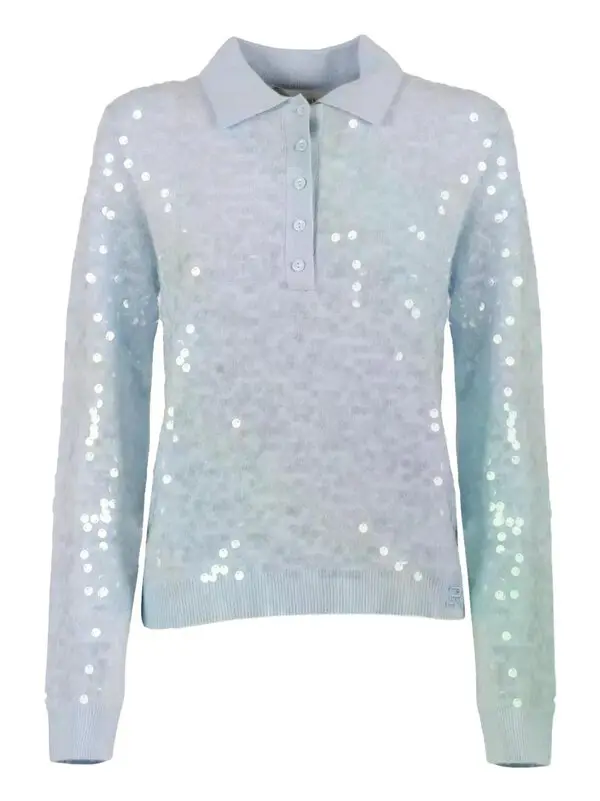 ERMANNO FIRENZE Sequinned Polo Top - Blue