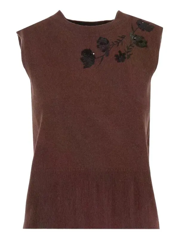 ERMANNO FIRENZE Floral-motif Sequinned Vest - Brown