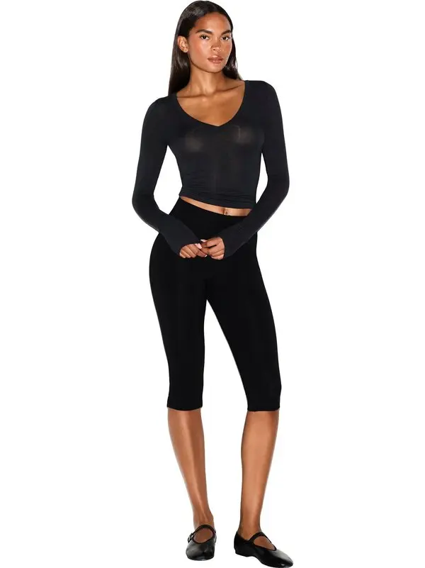 SKIMS Sheer Modal Long Sleeve V-neck - Onyx
