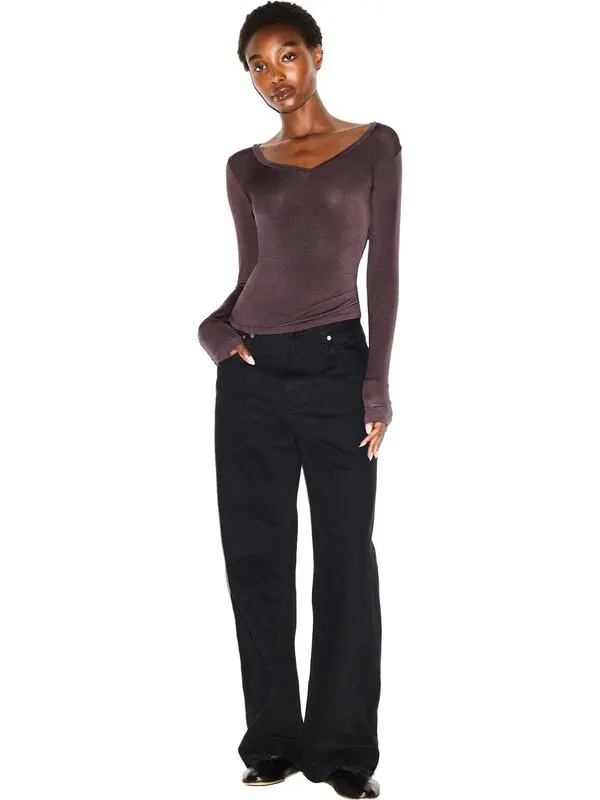 SKIMS Sheer Modal Long Sleeve V-neck - Phoenix