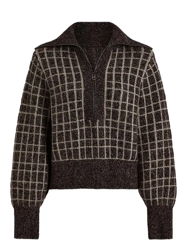 Varley Furley Checkered Boucle Pullover - Charcoal M