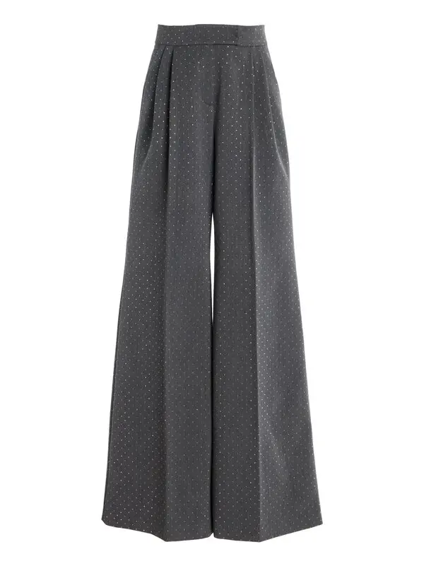 LAQUAN SMITH Crystal-embellished Wide-leg Trousers - Grey