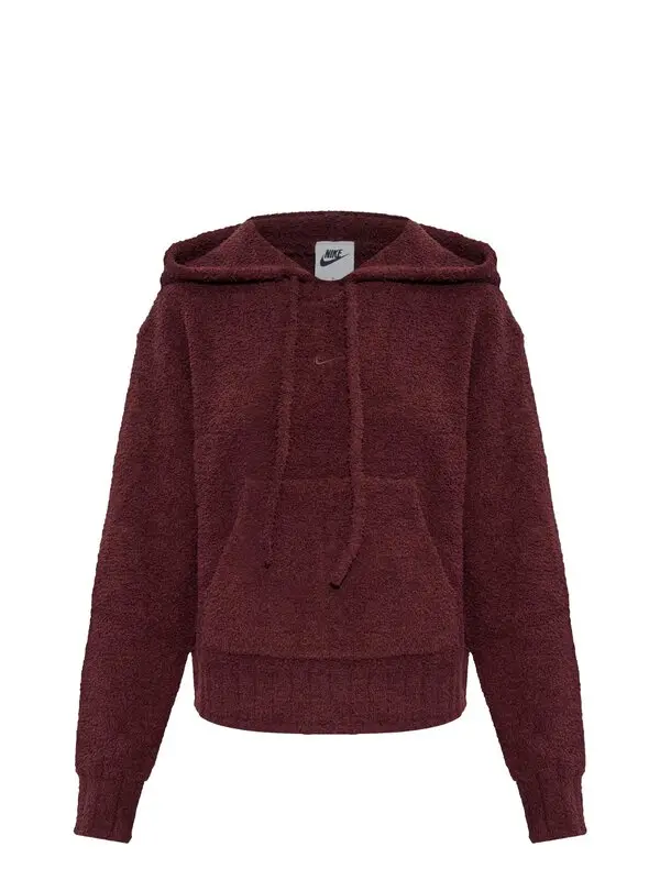 Nike Hooded Teddy Fleece Pullover - Burgundy