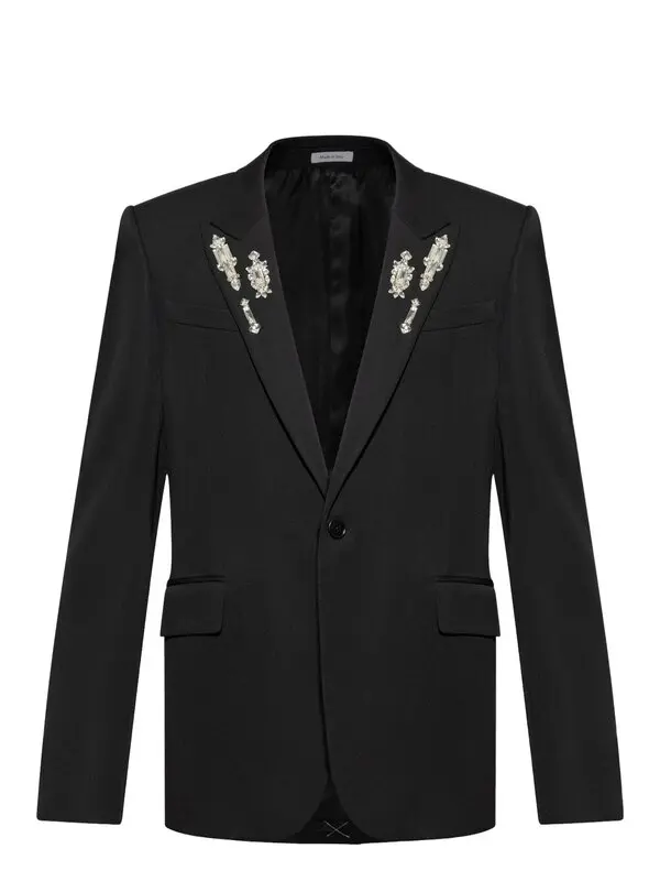 Alexander McQueen Blazer With Shimmering Appliqués - Black