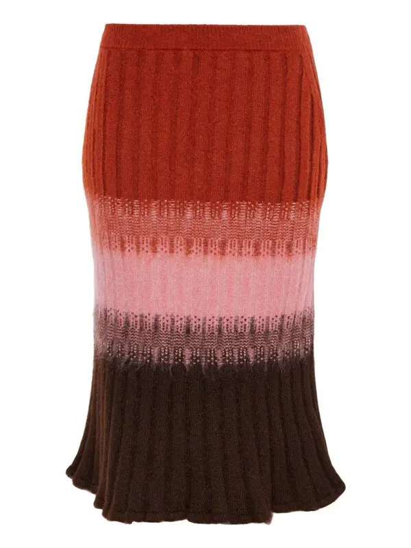 Fendi Striped Skirt With Silk Slip - Multicolour
