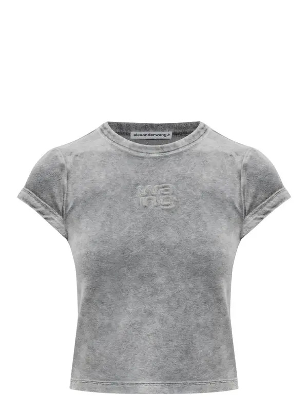 Alexander Wang Velvet Turtleneck Top With Logo - Grey