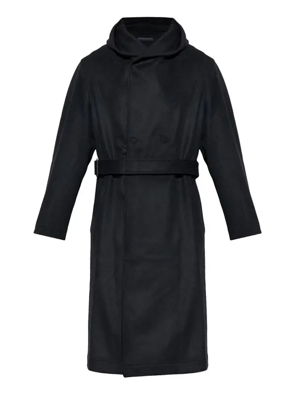 Yohji Yamamoto Wool Hooded Coat - Black