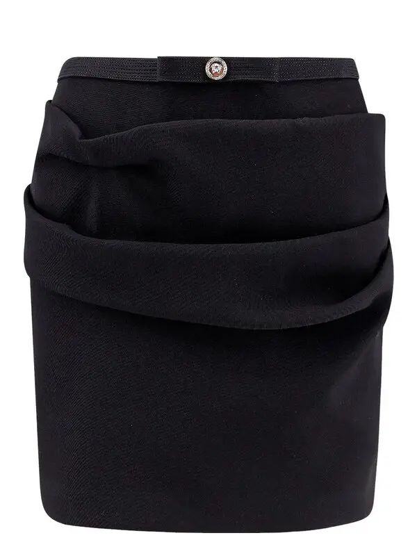 Versace Responsible Wool Mini Skirt With Medusa Detail - Black