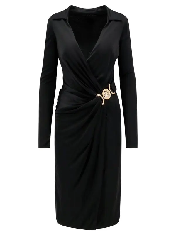 Versace Satin Dress With Safety Pin - Black