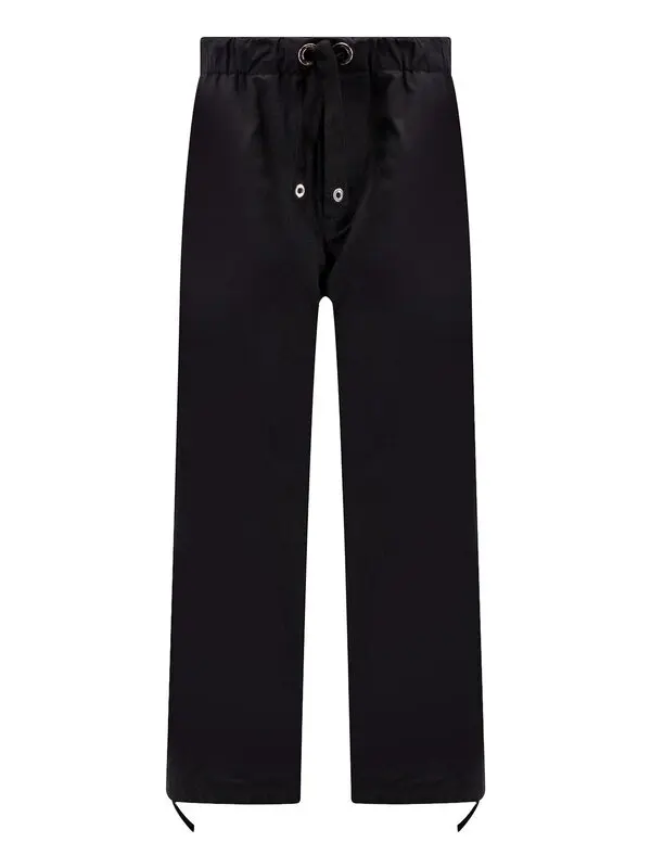 Versace Cotton Trousers With Embroidered Logo - Black