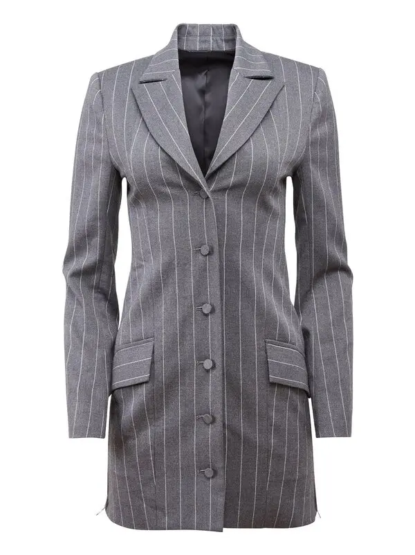 Fleur Du Mal Maxwell Blazer Dress - Dark Grey Pinstripe