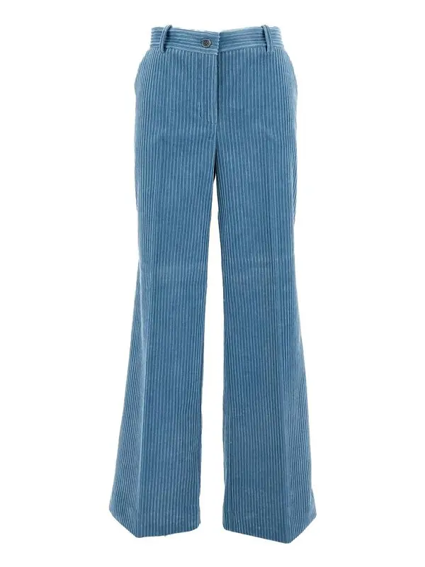 PAROSH Corduroy Trousers - Sky Blue