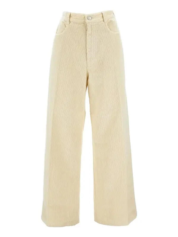 CELLAR DOOR Ribbed Wide Leg Trousers - White