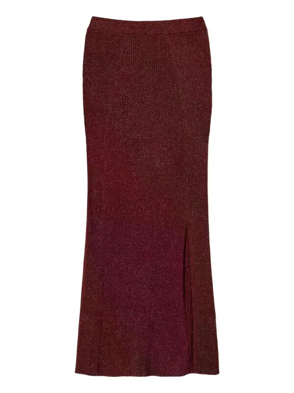 TWINSET Lurex Knit Midi Skirt - Red