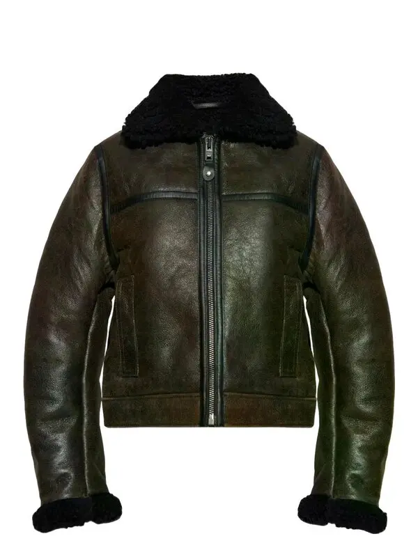 SAMSOE SAMSOE Shearling-collar Zip Jacket - Brown