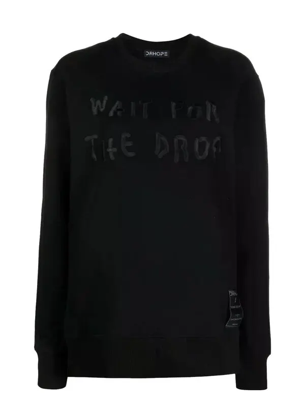 DRHOPE Embroidered Cotton Sweatshirt - Black