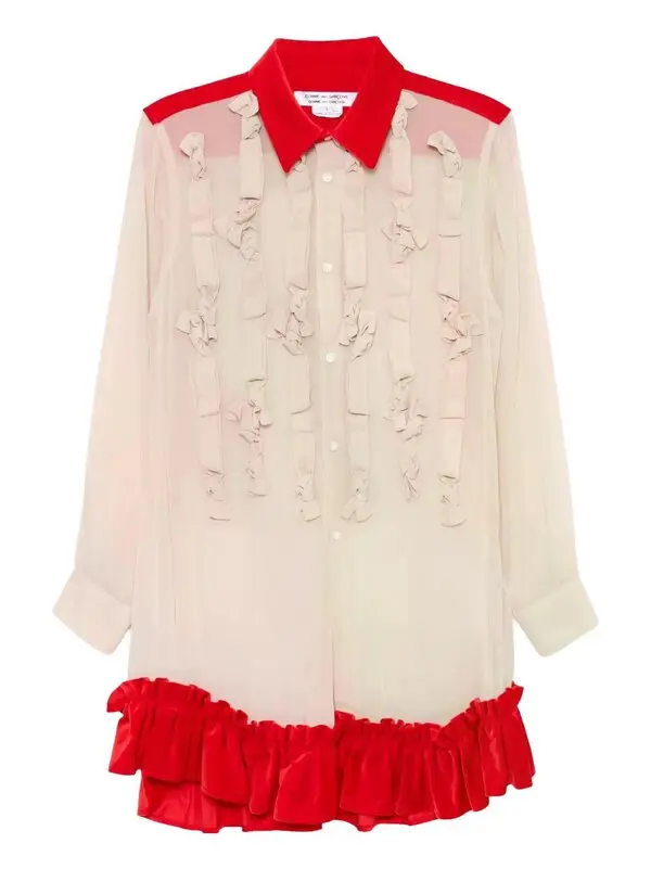 Comme Des Garçons Long-sleeved Button-down Blouse - Neutrals
