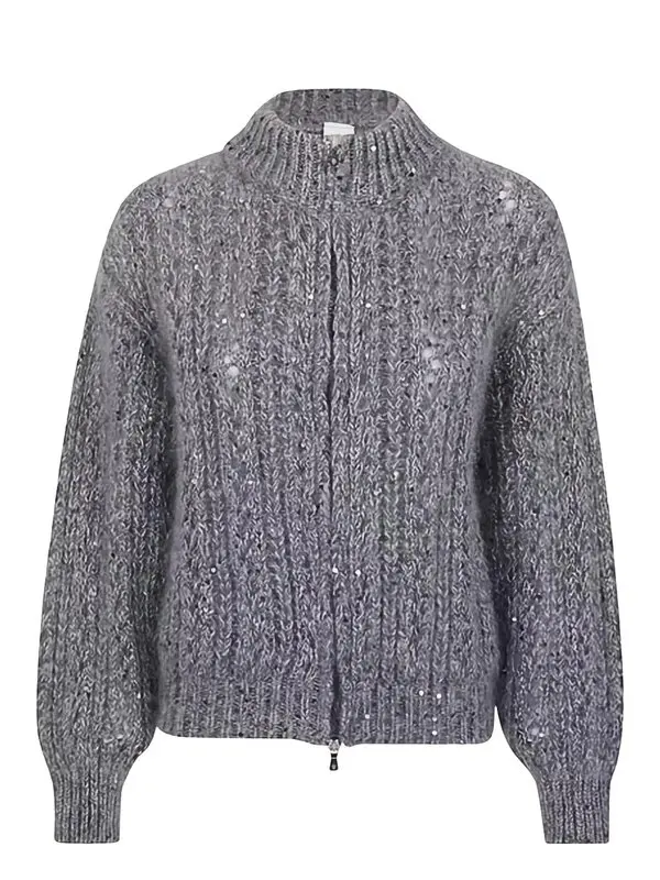 Eleventy Sequin Embellished Cardigan - Grey