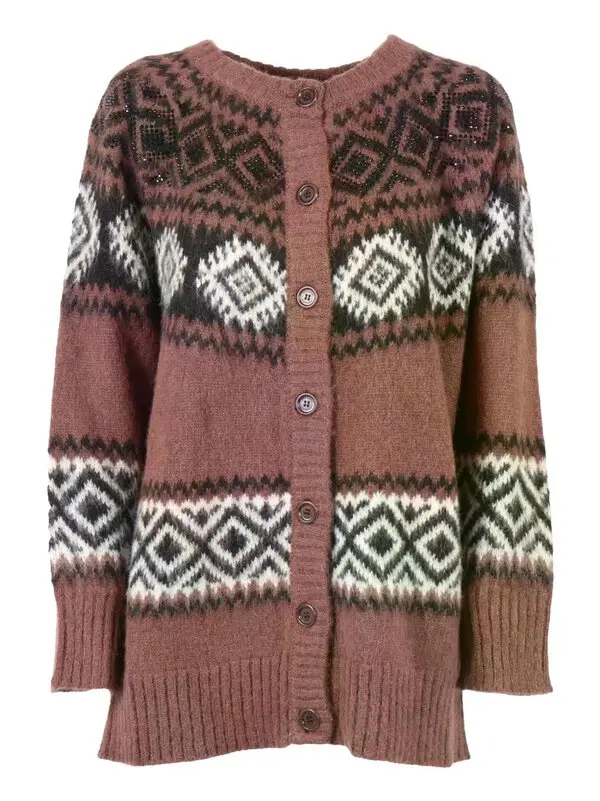 ERMANNO FIRENZE Rhombus-patterned Cardigan - Brown