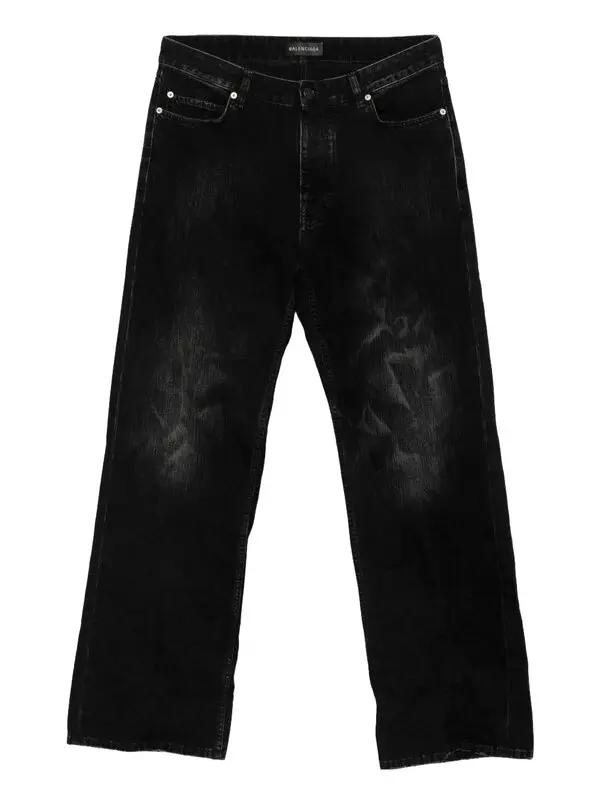 Balenciaga Distressed Faded Jeans - Black