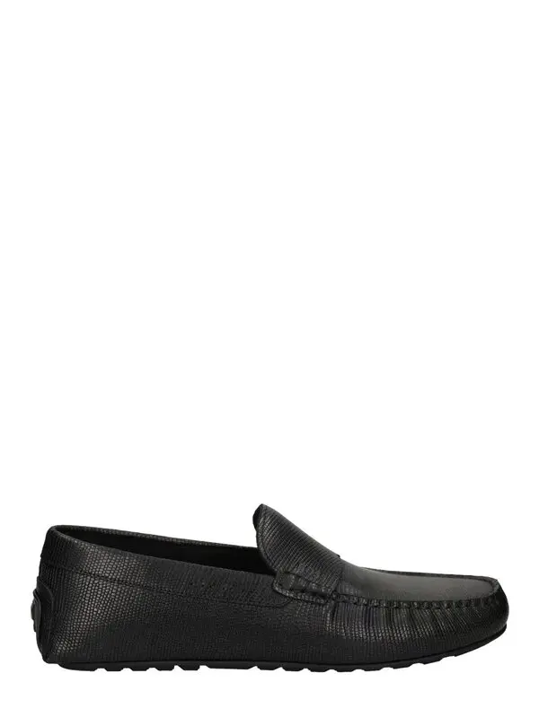BOSS Printed-leather Loafers - Black