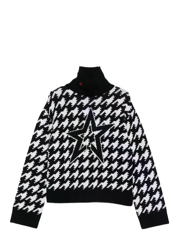 Perfect Moment Houndstooth-pattern Turtleneck Sweater - Black