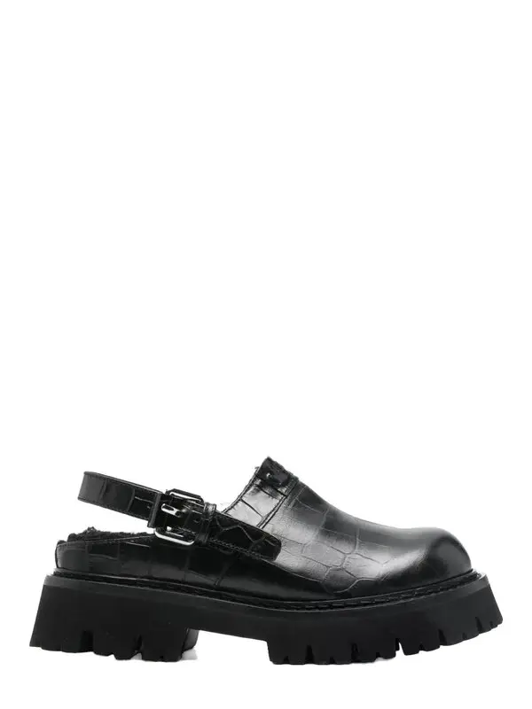 Moschino Embossed Leather Mules - Black